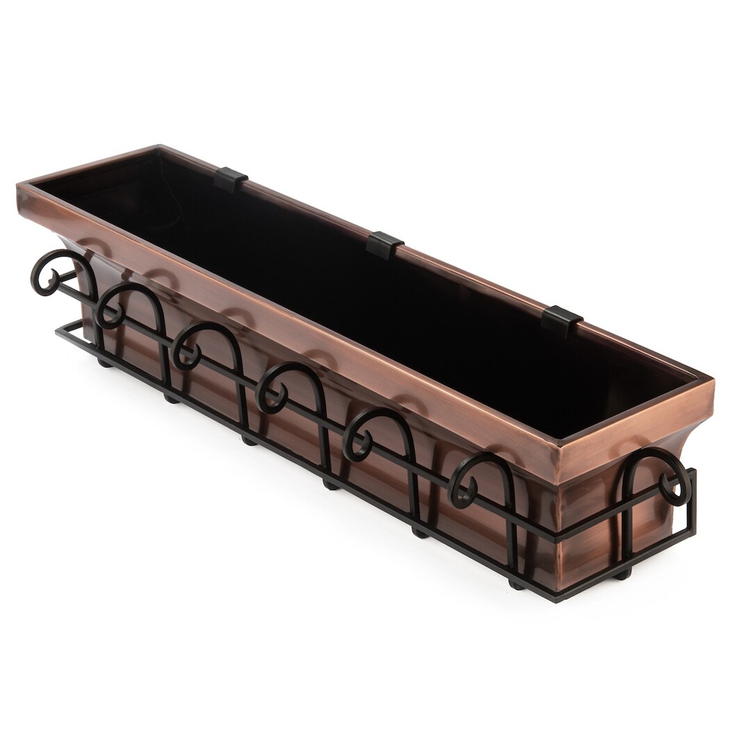 H Potter 36" Window Box Hanging Metal Planter, Brackets Mounting Frame ...