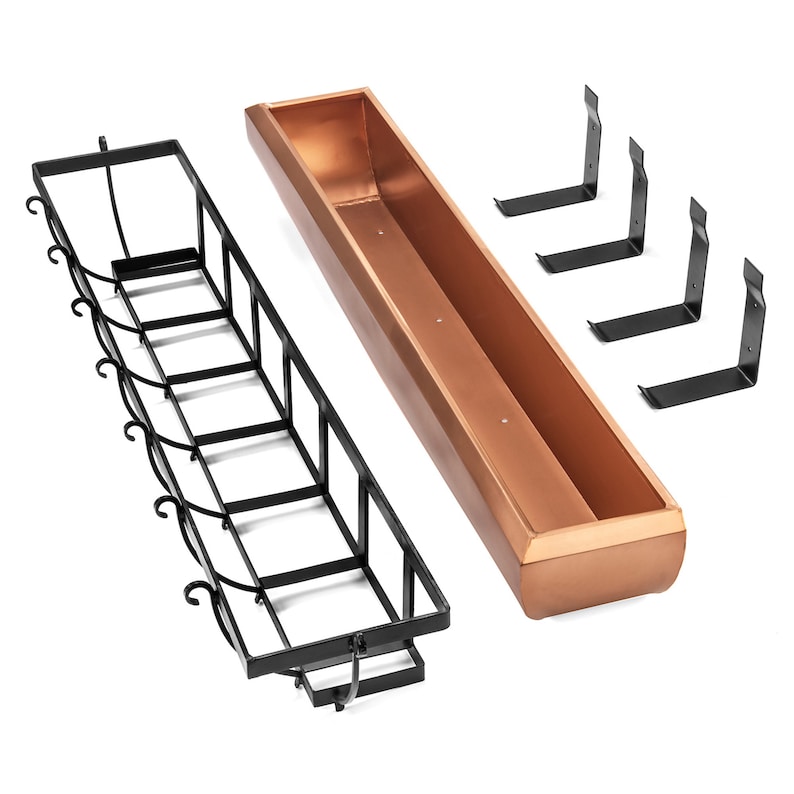 H Potter Copper Window Box 48 Inch With Metal Planter Brackets | Etsy