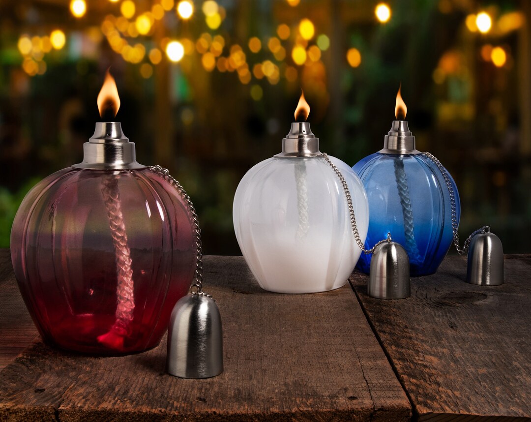 H Potter Set of 3 Torches - 1 Each - Red - White - Blue Tinted Glass ...