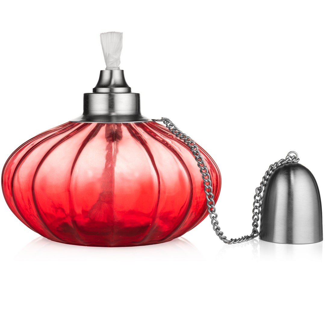 H Potter Torch - Red Tinted Glass Torch - Tabletop Outdoor Patio & Deck ...