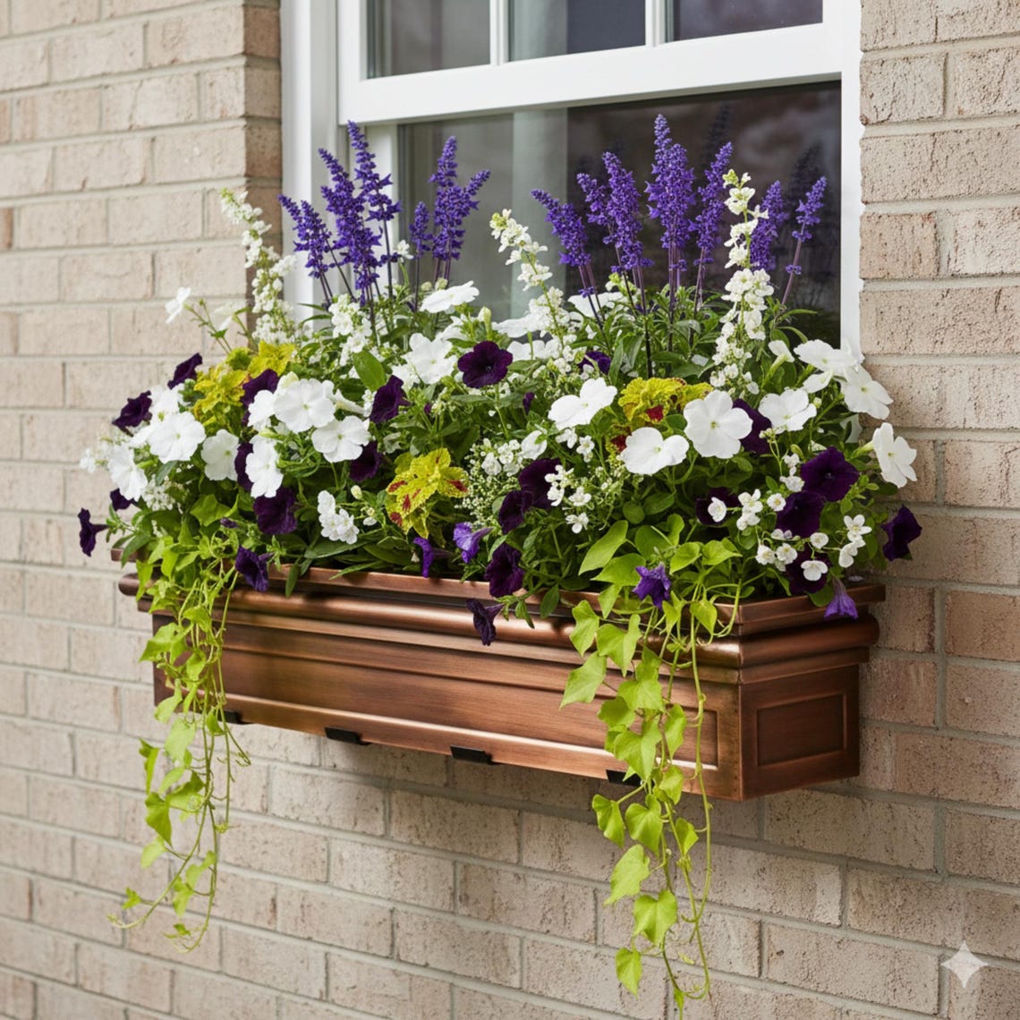 H Potter 48" Window Box – Metal Window Planter With Brackets, Outdoor ...