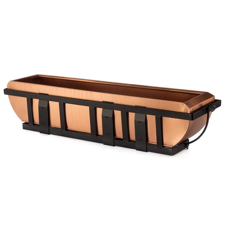 H Potter Copper Window Box Metal Planter, Brackets and Iron Frame ...