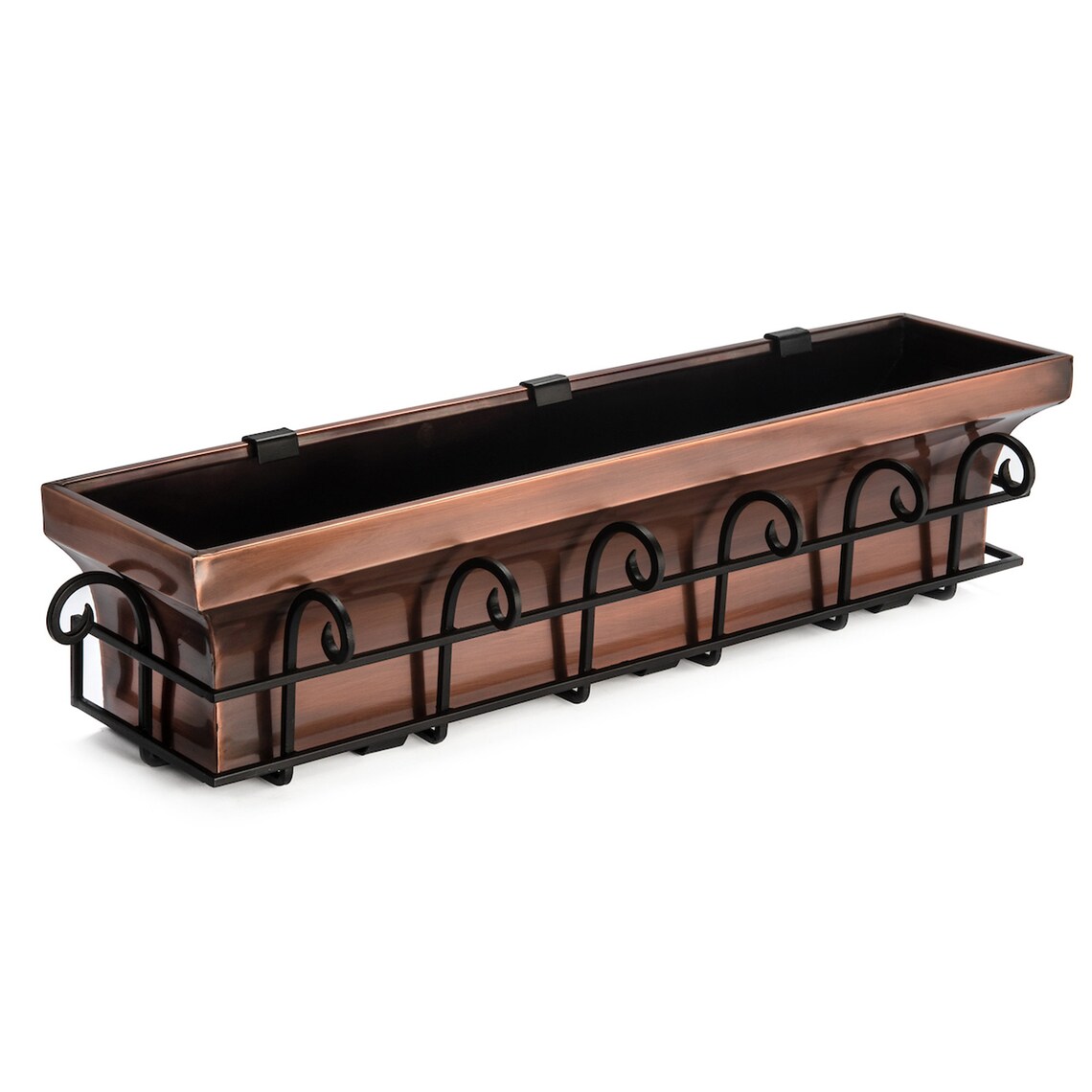 H Potter 36" Window Box Hanging Metal Planter, Brackets Mounting Frame ...