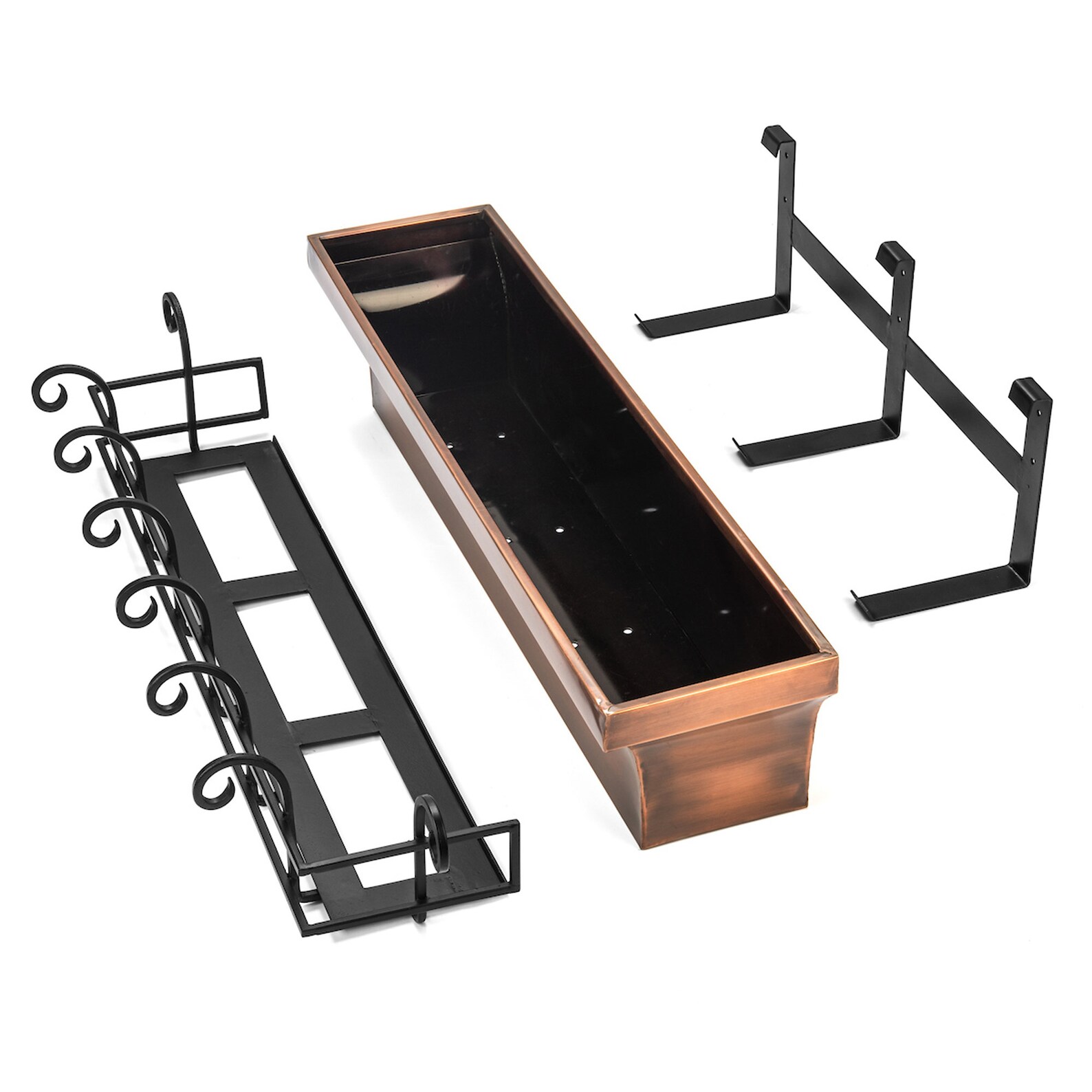 H Potter 36" Window Box Hanging Metal Planter, Brackets Mounting Frame ...