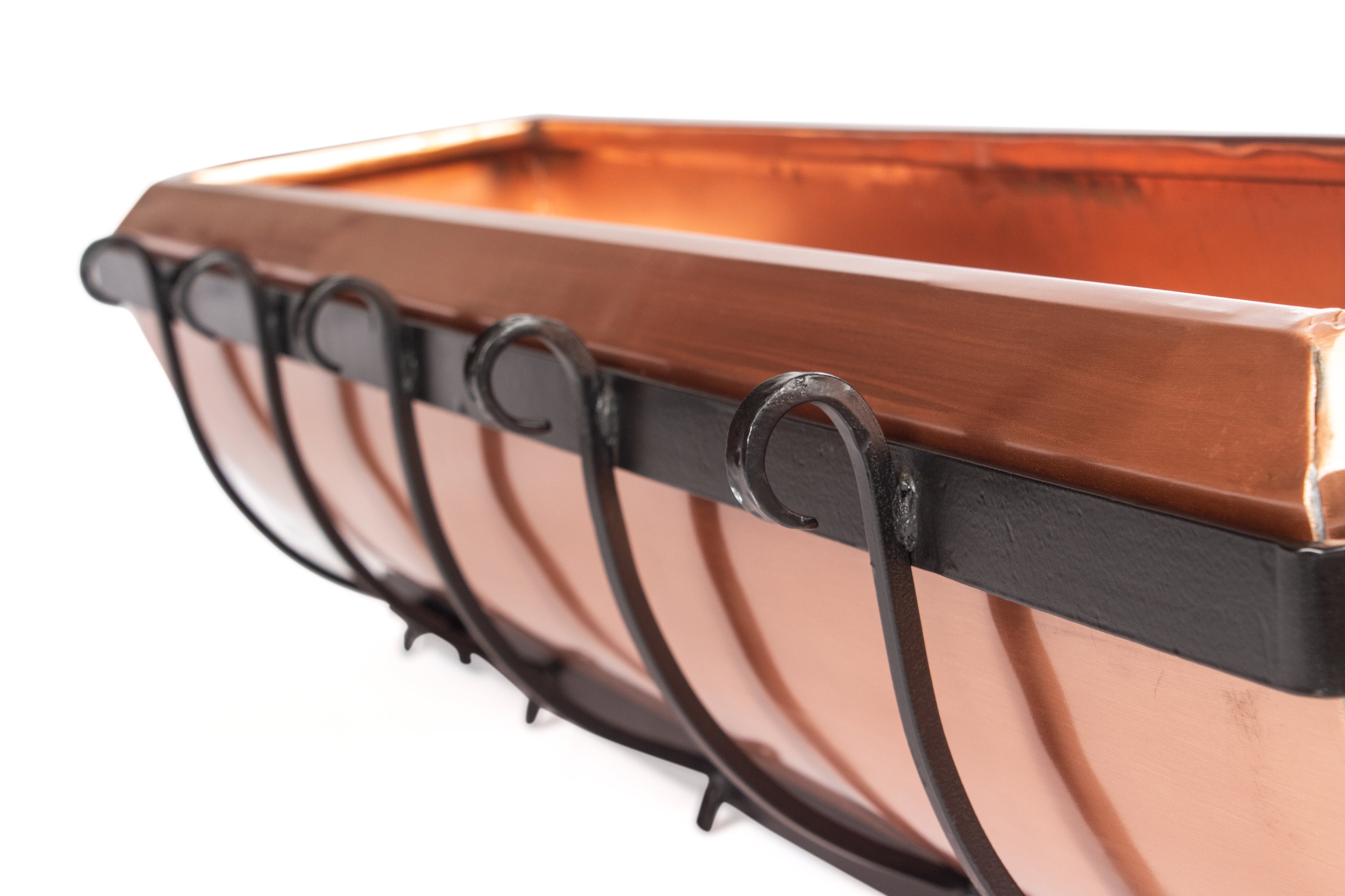 H Potter 30" Copper Window Box Metal Planter With Iron Frame & Brackets ...