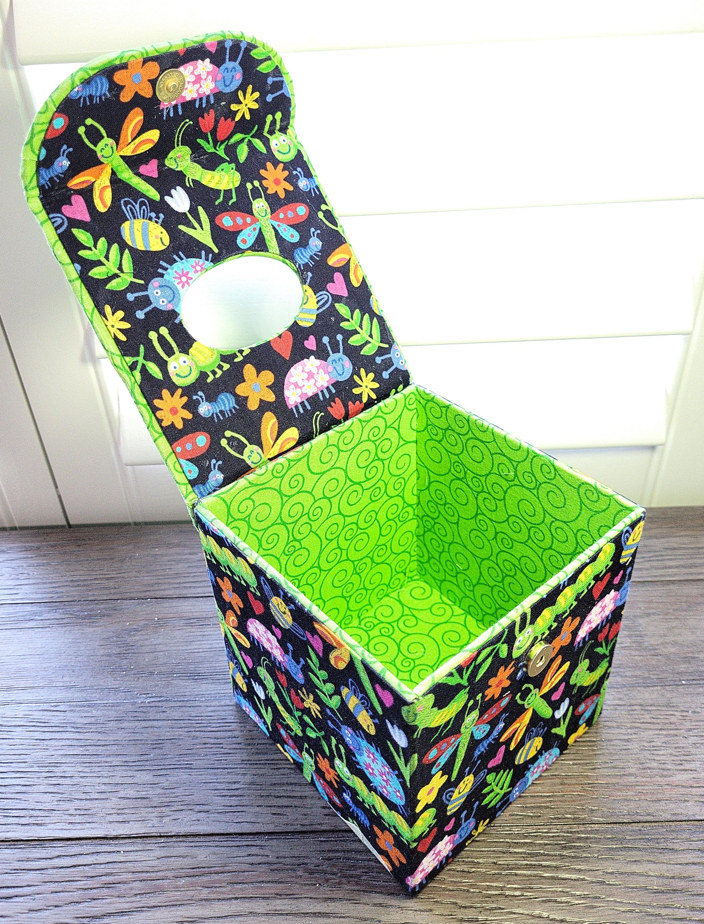 Fabric Covered Tissue Box Holder, Kid's Bedroom Decor, Neon Green and ...