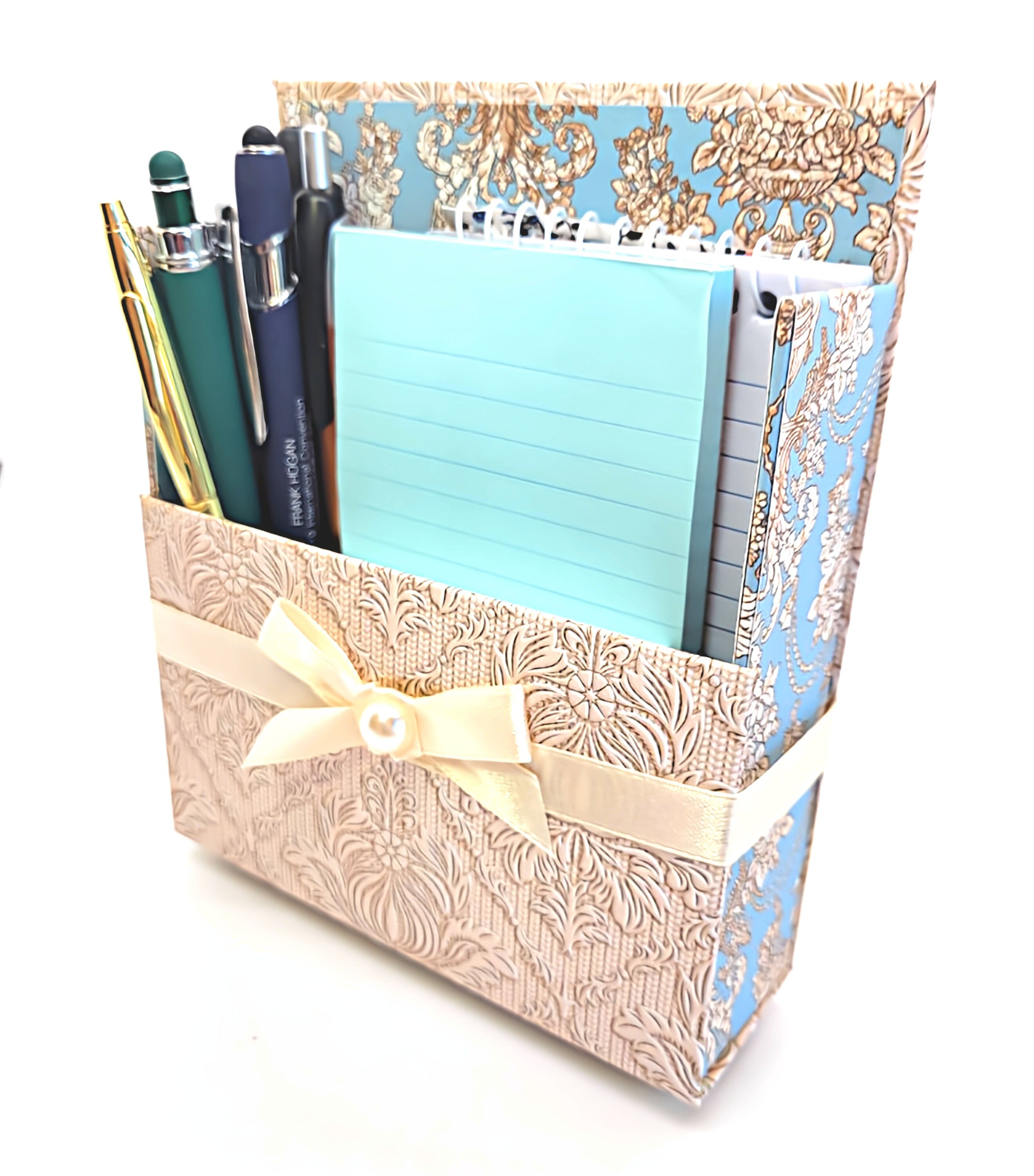 42-pc Stationery Gift Box Set W/reusable Desktop Organizer Box and Gold ...