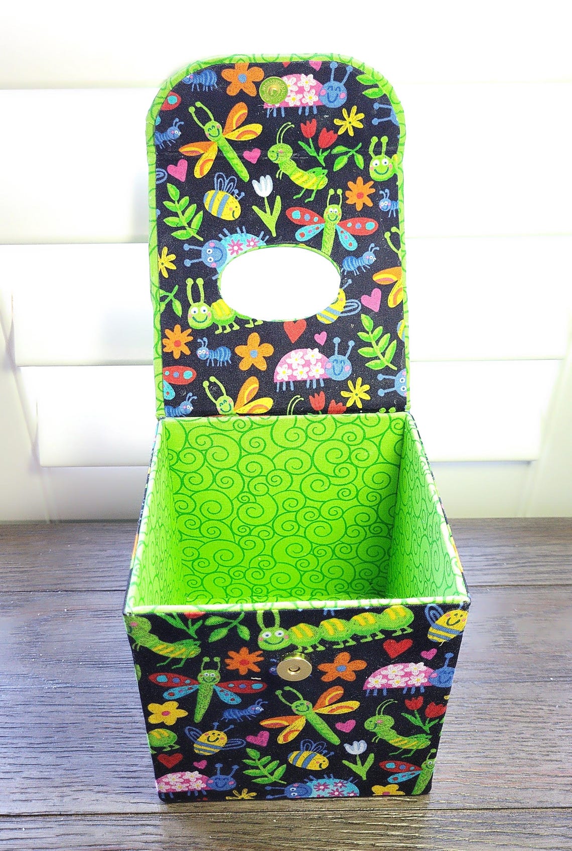 Fabric Covered Tissue Box Holder, Kid's Bedroom Decor, Neon Green and ...