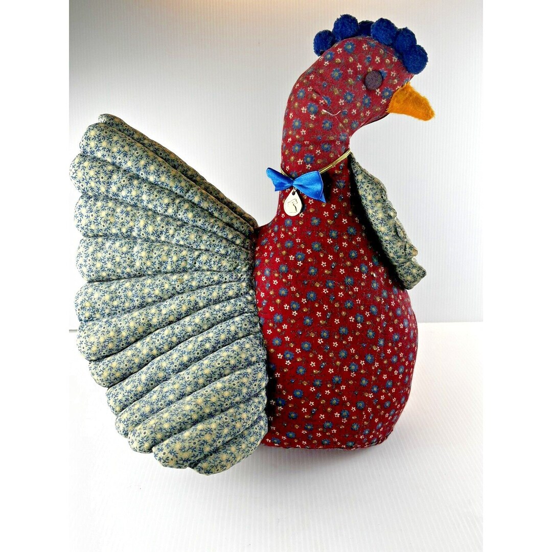Vtg Handmade Calico Hen Weighted Granny Core Chicken Farm Plush - Etsy