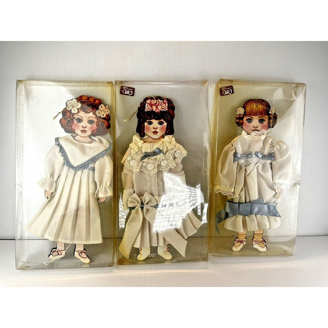 3 Vtg 1986 CMC Taiwan 11" Paper Dolls W Cloth 1900 Repro Slip Dress ...