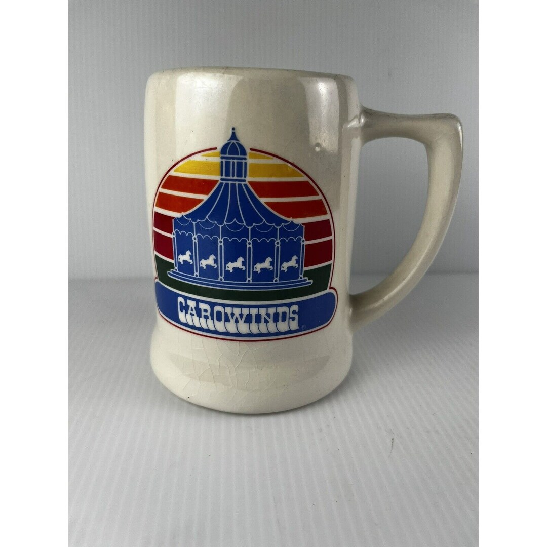 Vintage 1987 Carowinds Cup Mug Stein Carrousel Rainbow Theme Park ...