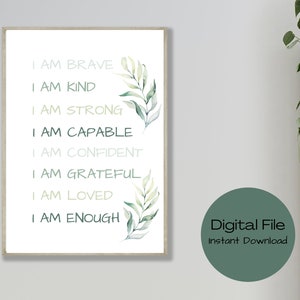 Eucalyptus Positive Affirmations Wall Art - Digital File - Instant ...