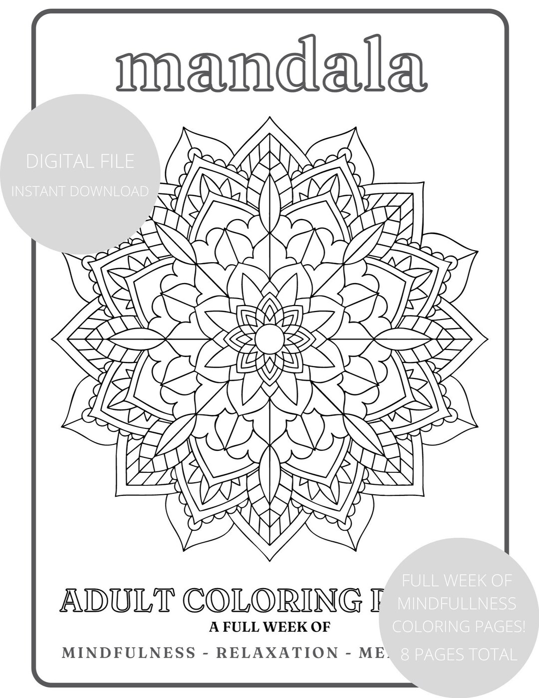 Adult Coloring Pages - Mandala - Mindfulness Coloring Pages - Weekly ...