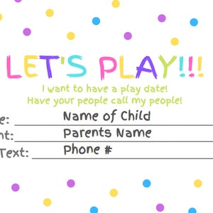 Play Date Business Card - Etsy
