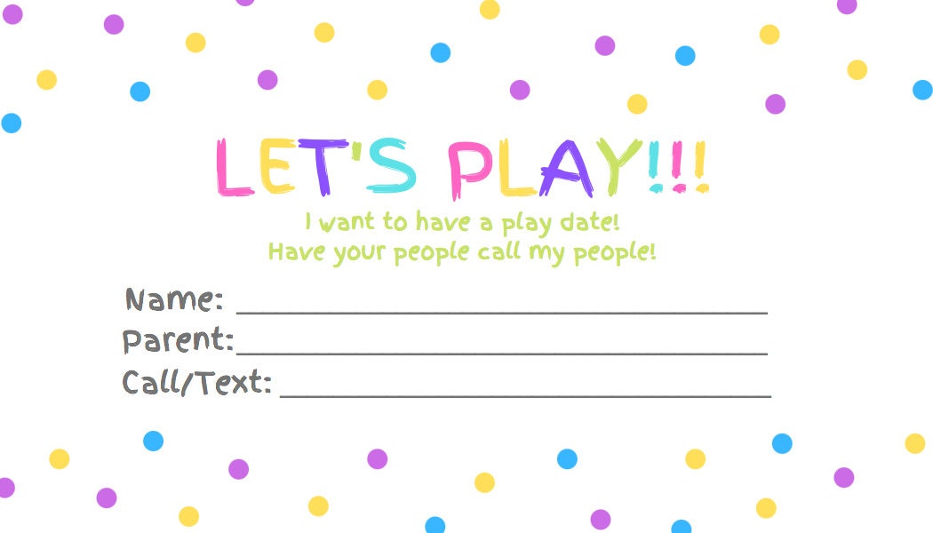 Play Date Business Card - Etsy