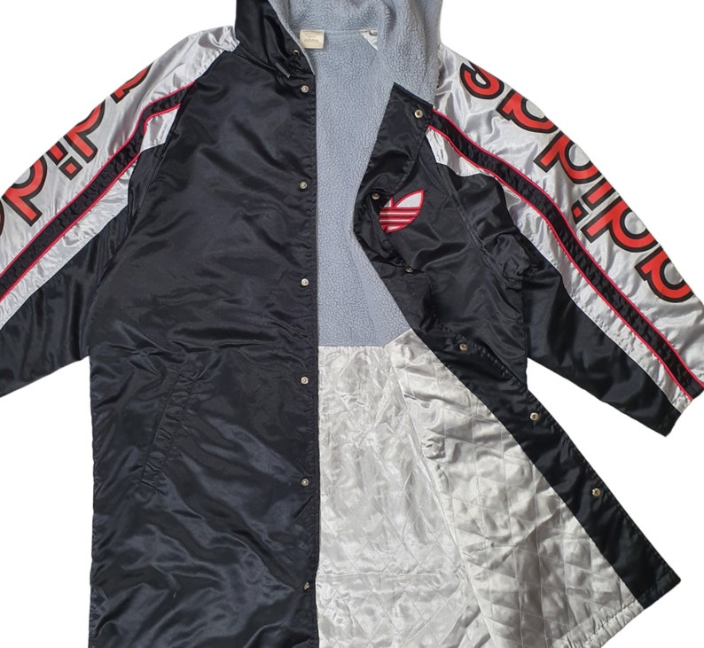 Vintage ADIDAS Trefoil 1990s Long Coach Jacket Size M-L / 90s Adidas ...