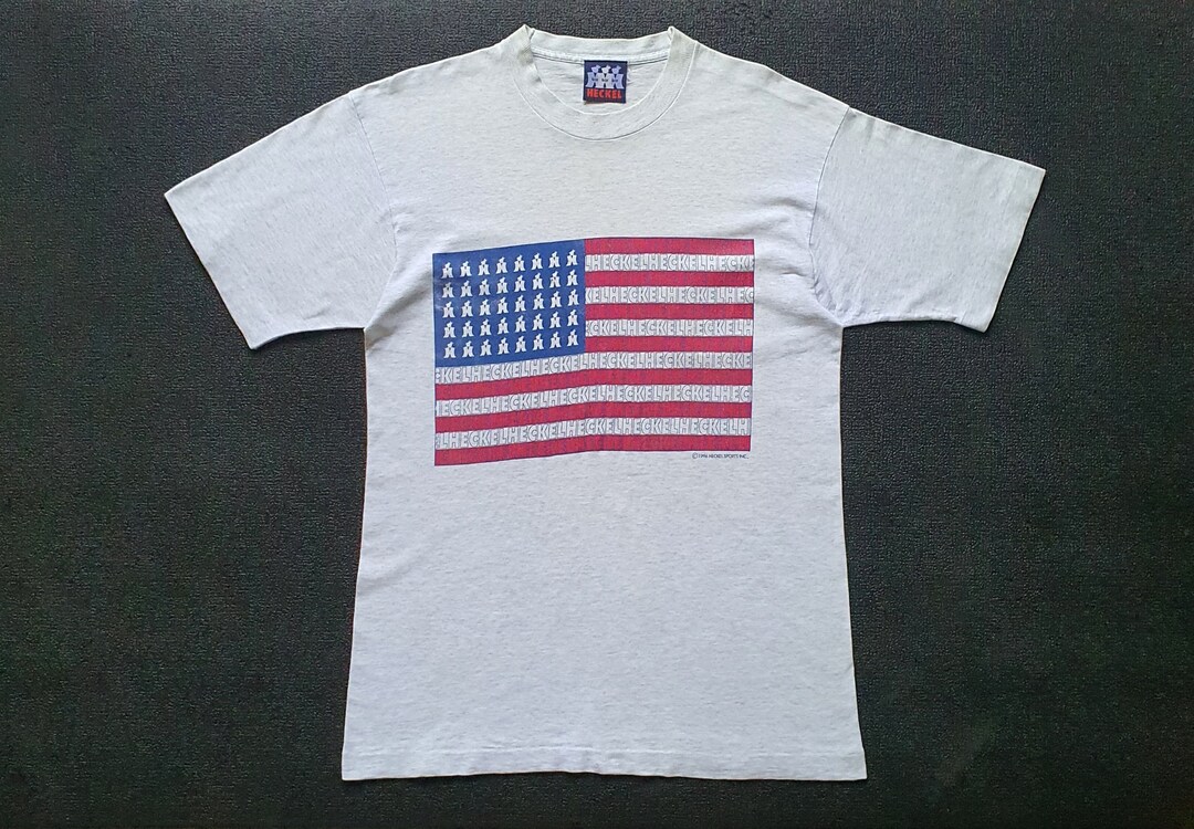 Vintage 1996 HECKEL Sport American Flag 90s T Shirt Size Large / 1990s ...