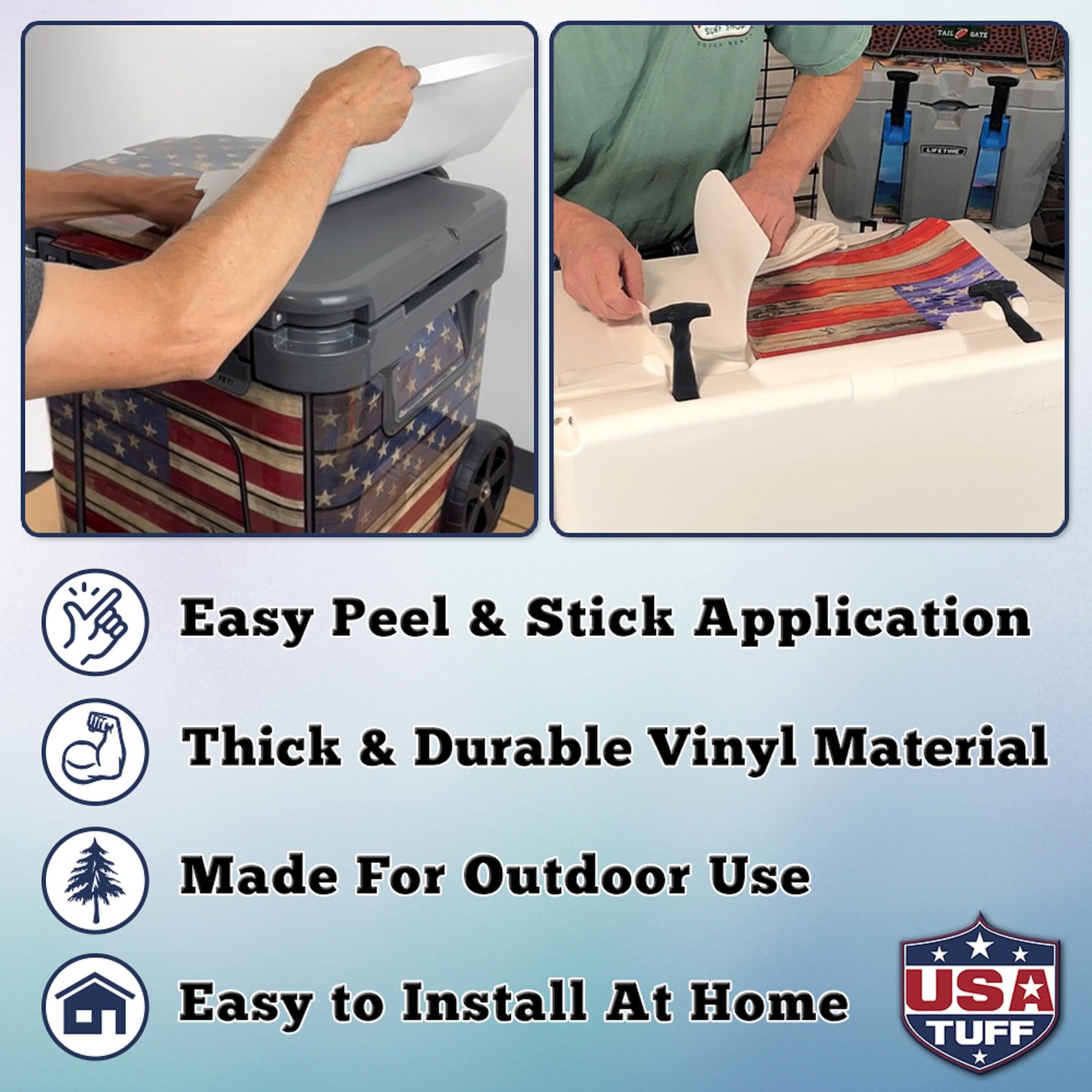 Patriotic US Flag Vinyl Cooler Wrap Kit | Fits YETI 24QT Roadie | Best ...
