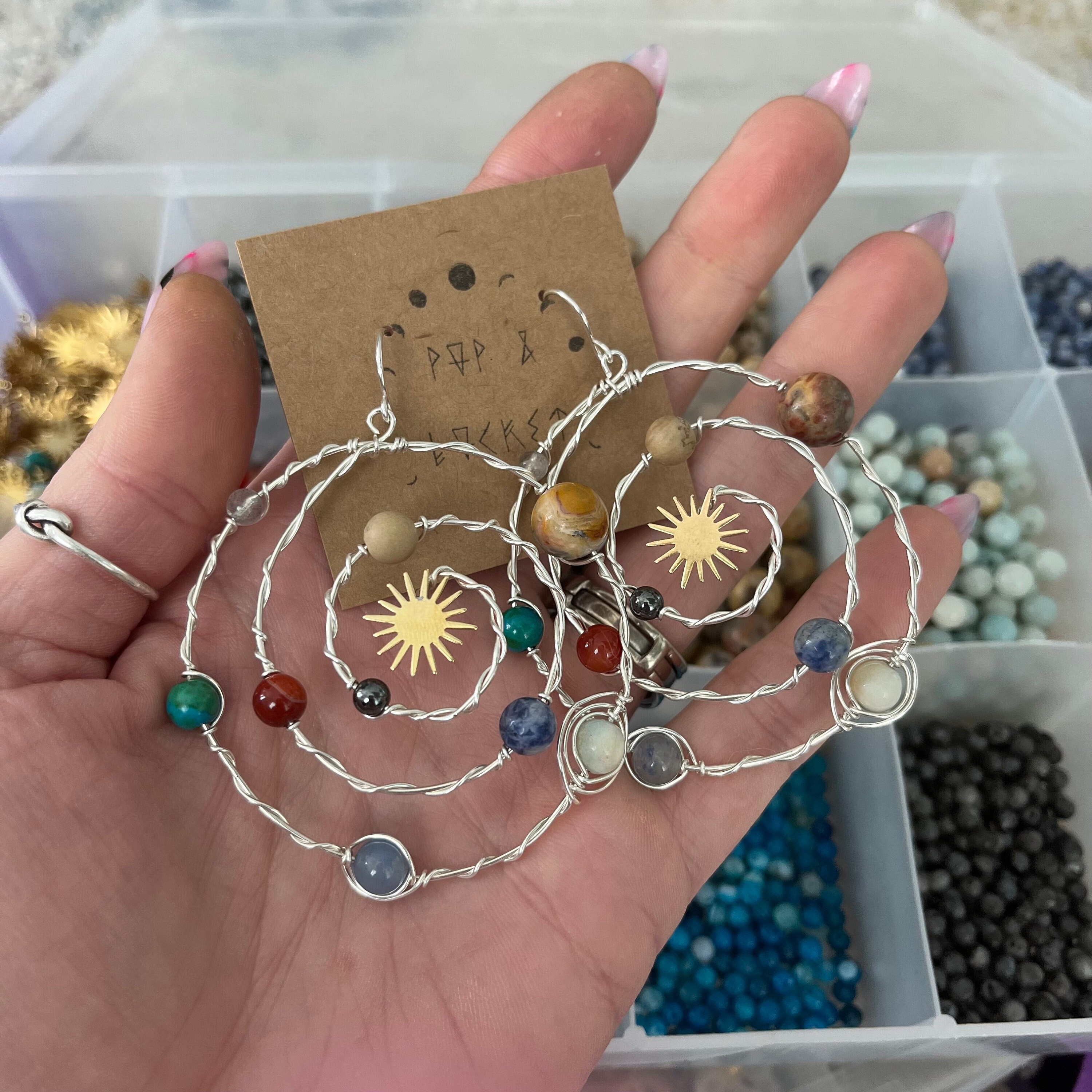 Spiral Solar System Earrings: Crystal Planet Copper Jewelry - Etsy