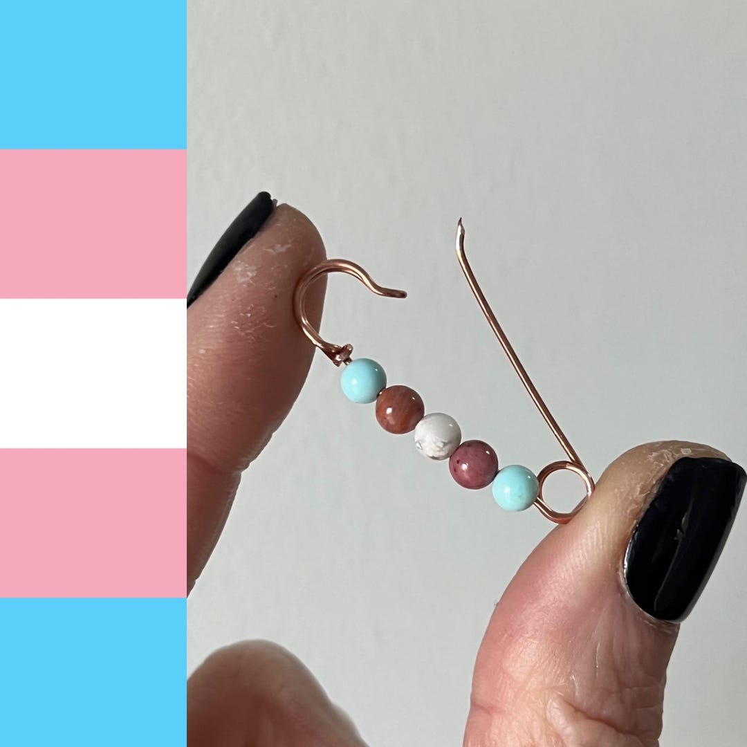 Transgender Pride Flag Crystal Pin, Copper Wire, Trans Rights - Etsy
