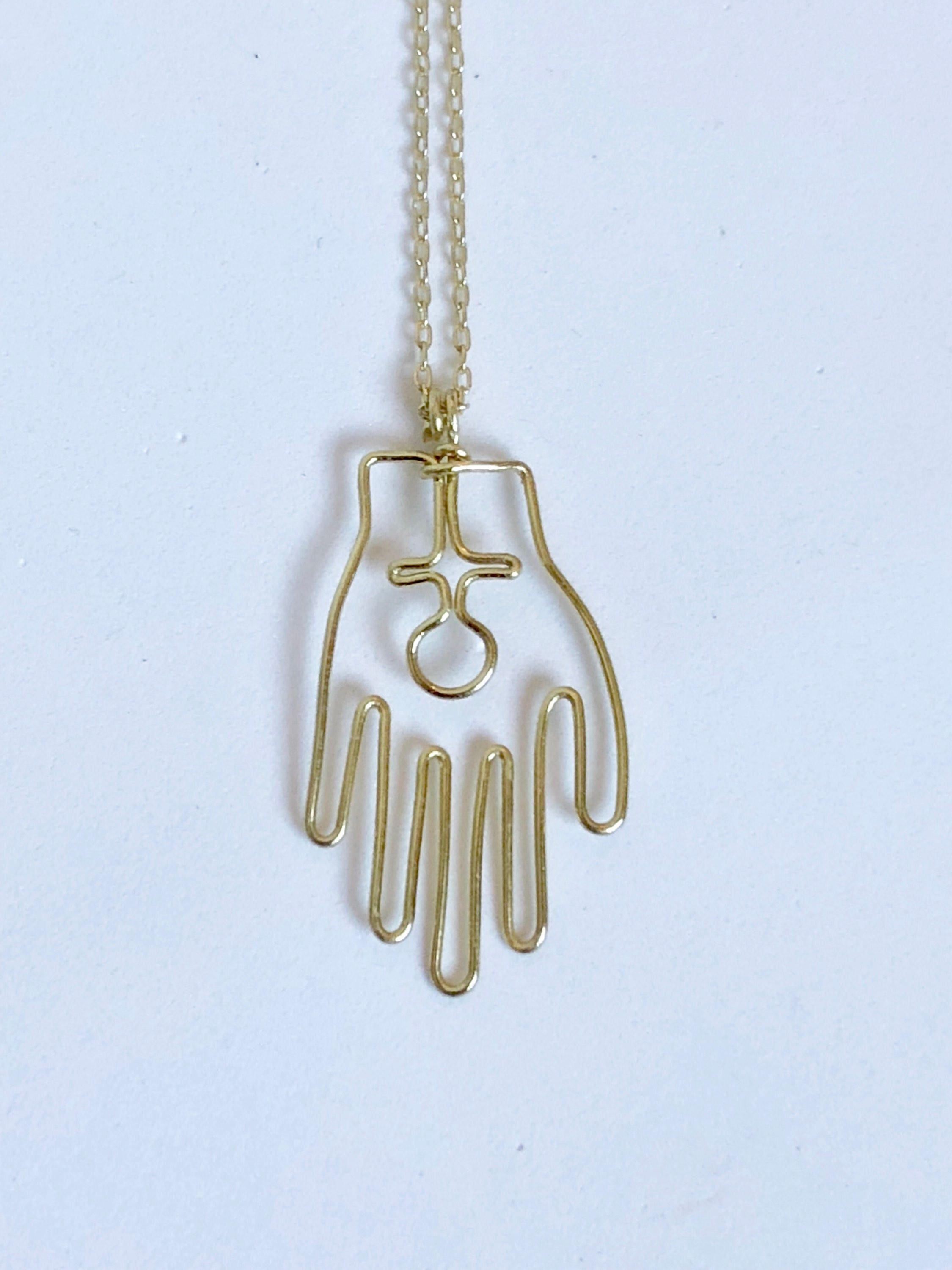 Venus hand palmistry necklace in brass sterling or copper | Etsy