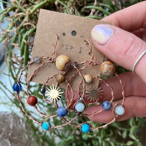 Spiral Solar System Earrings: Crystal Planet Copper Jewelry - Etsy