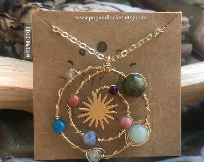 Crystal Solar System Necklace: Brass, Gold Fill, or Sterling Silver - Etsy