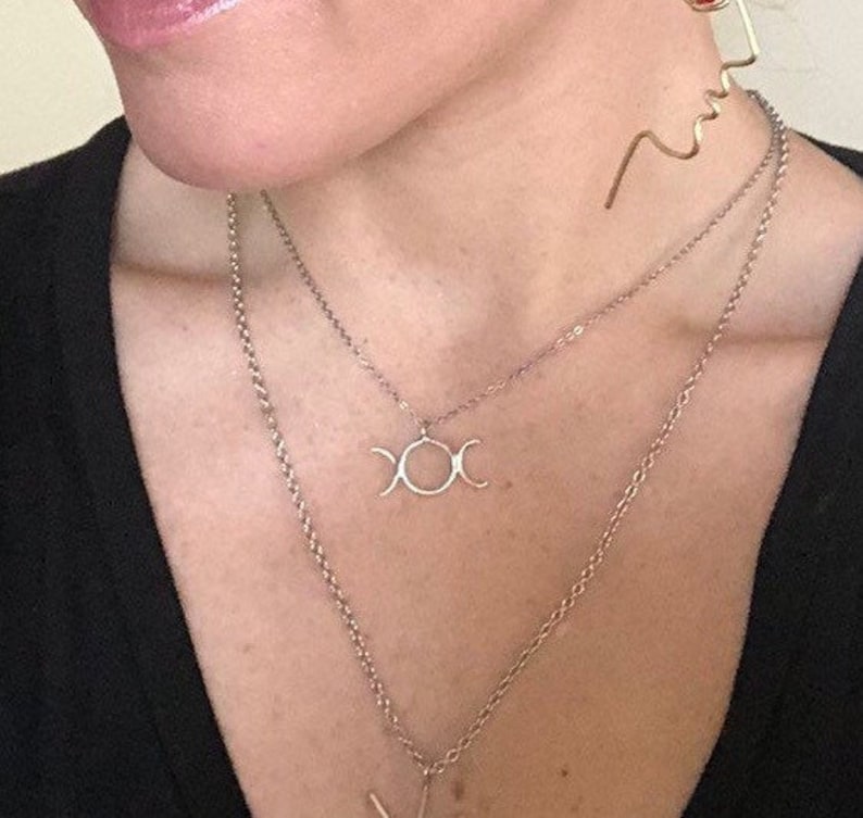 Triple Moon Goddess Necklace in Sterling Silver - Etsy