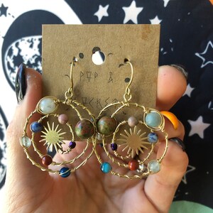 Spiral Solar System Earrings: Crystal Planet Copper Jewelry - Etsy
