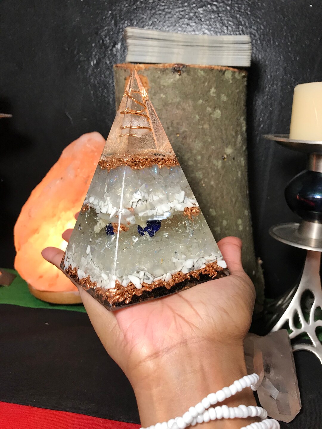 Stones of Heaven Orgone Pyramid ~ Azurite, Howlite, Selenite, Rainbow ...