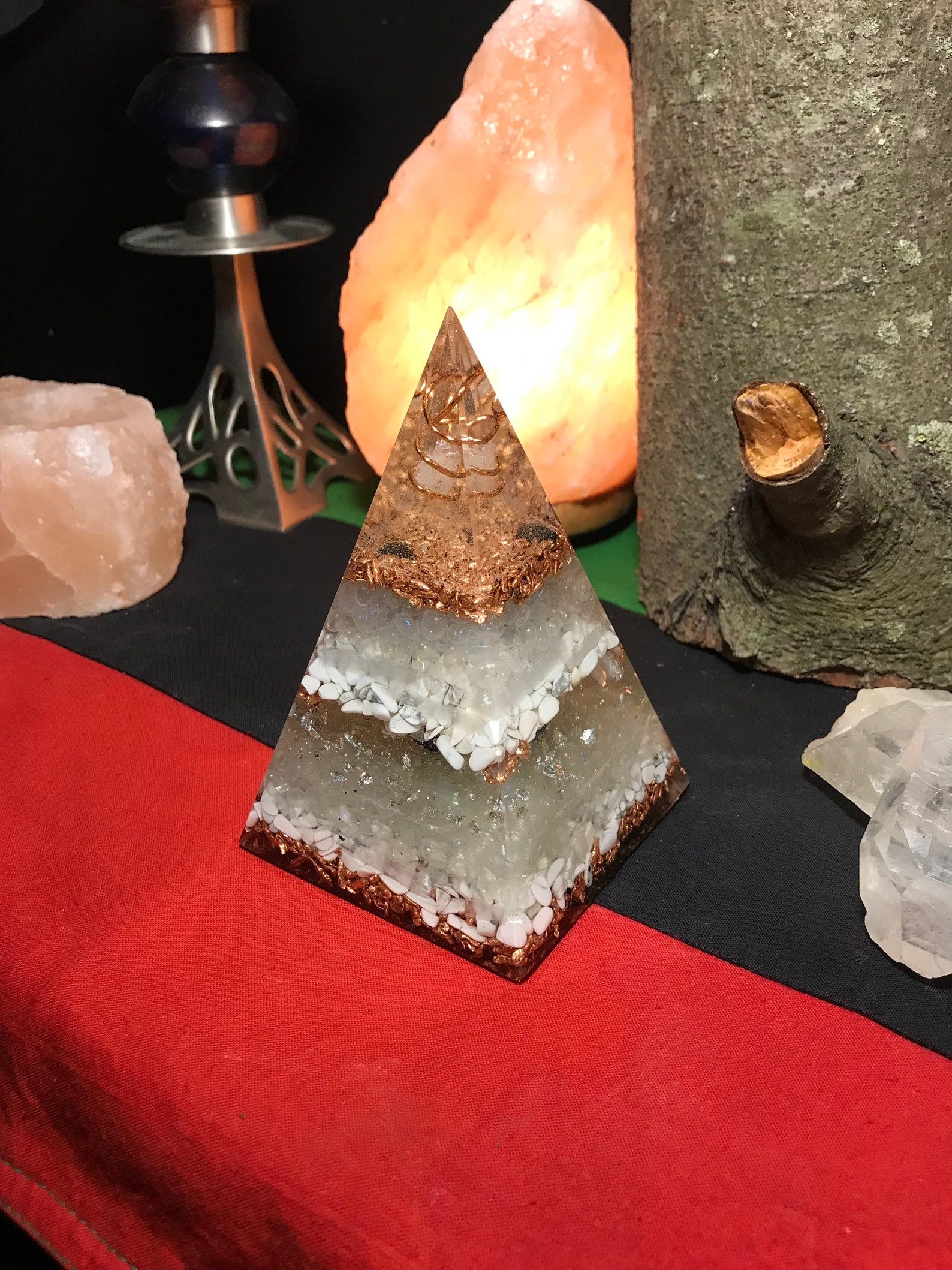 Stones of Heaven Orgone Pyramid ~ Azurite, Howlite, Selenite, Rainbow ...