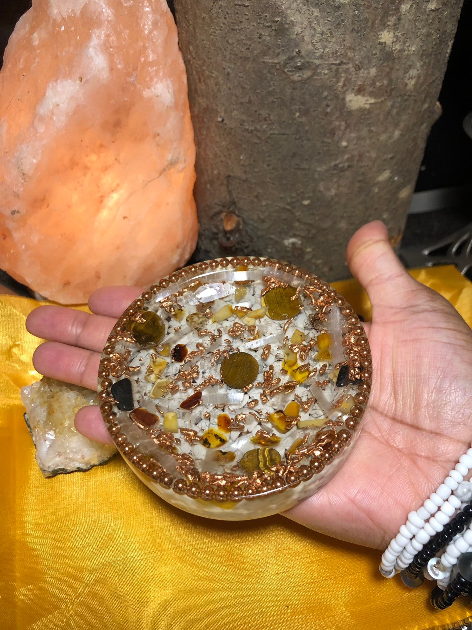 Obatala Altar Plate Tiger Eye Howlite Selenite Amber - Etsy