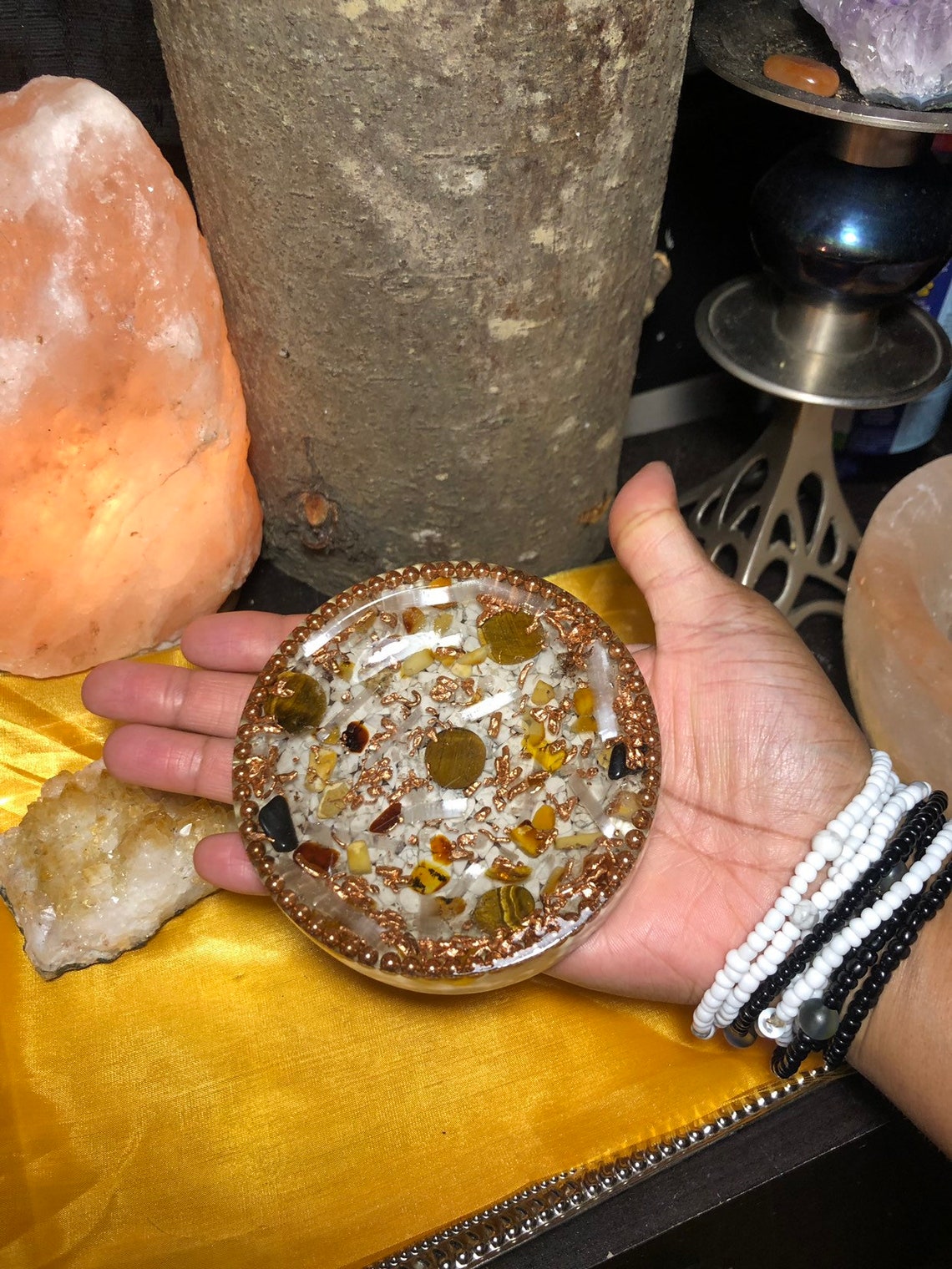 Obatala Altar Plate Tiger Eye Howlite Selenite Amber - Etsy