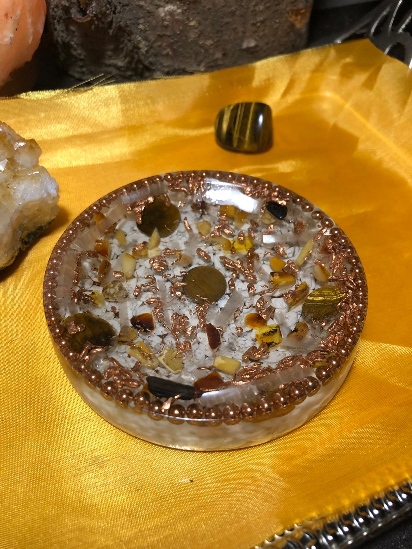 Obatala Altar Plate Tiger Eye Howlite Selenite Amber - Etsy