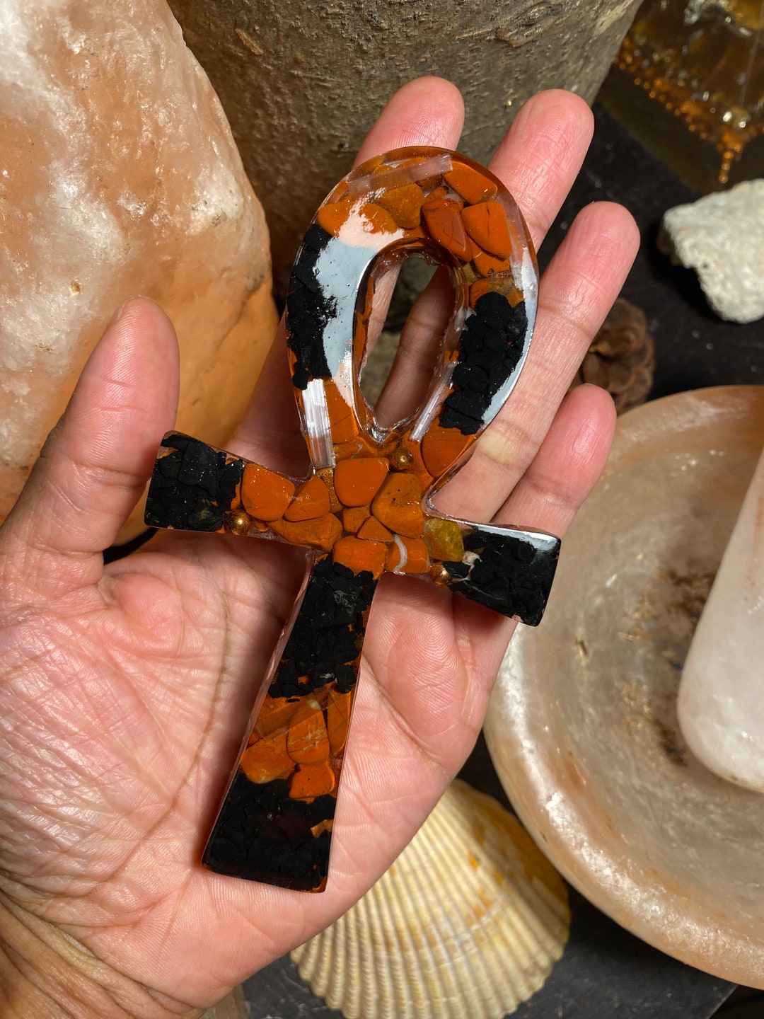 Orgone Ankh Red Jasper Shungite Black Tourmalin Selenite Copper - Etsy