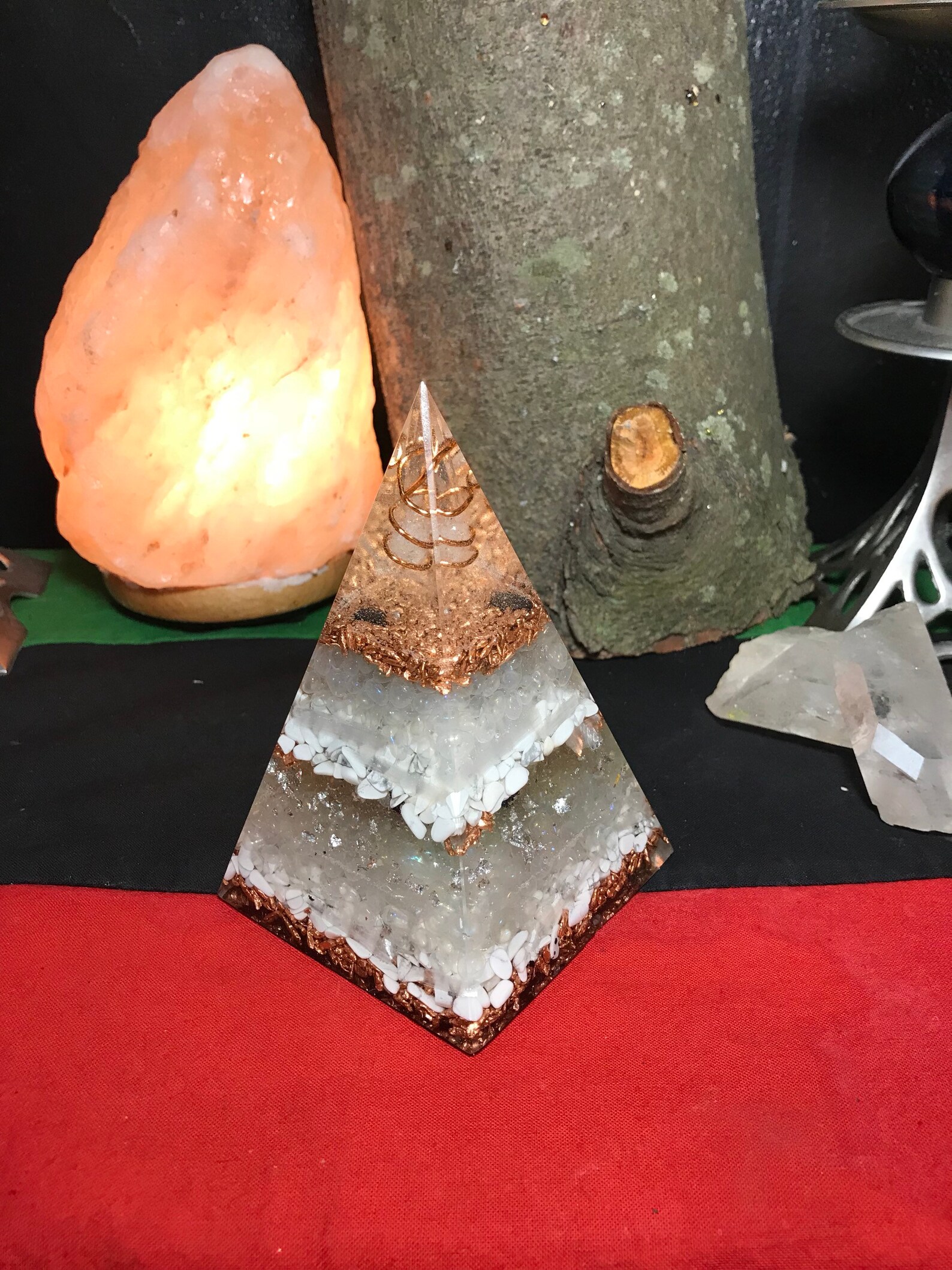 Stones of Heaven Orgone Pyramid ~ Azurite, Howlite, Selenite, Rainbow ...