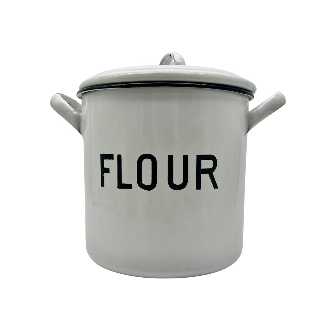 Vintage Enamel Flour Tin - Stepped Dome Lid - Storage - Kitchenalia - Etsy
