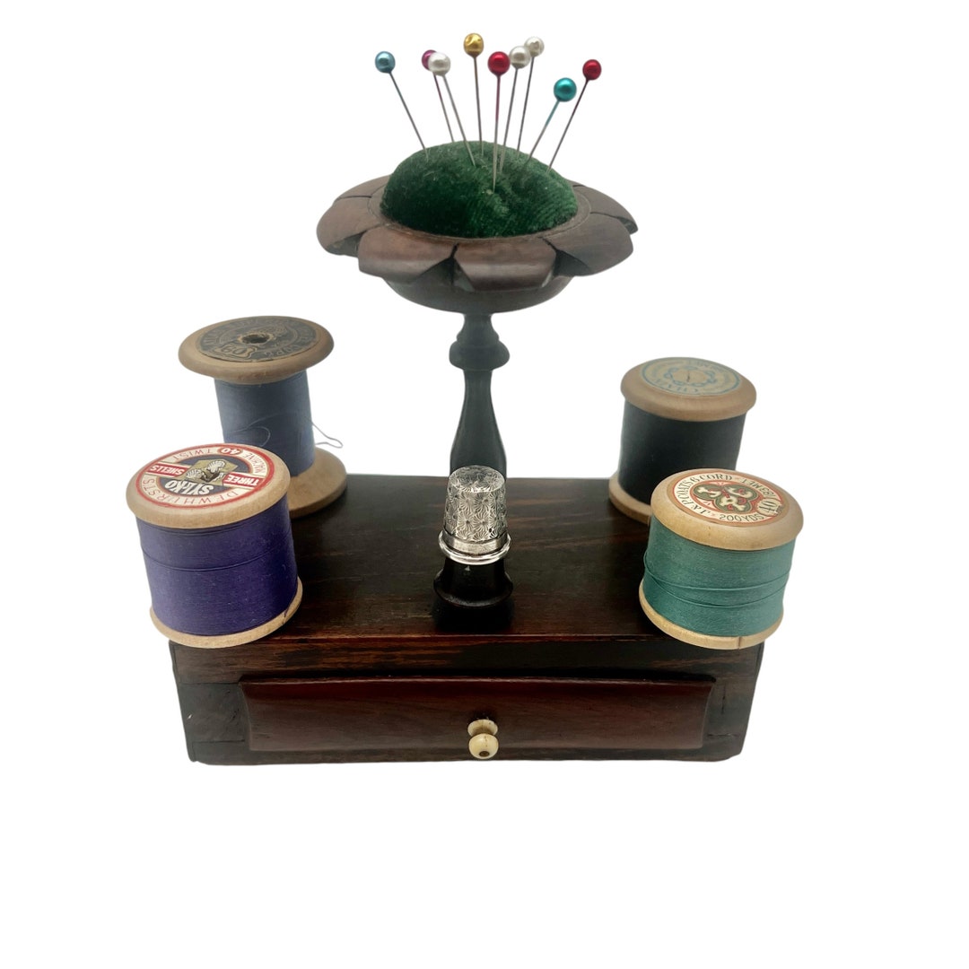 Antique Victorian Mahogany Mini Table Sewing Stand - Cotton Reel Holder ...