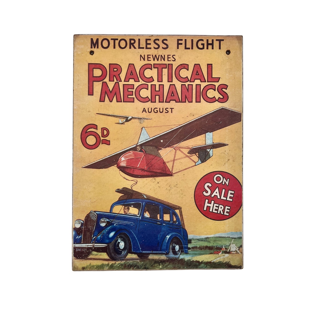 Vintage 1938 Newnes Practical Mechanics Hardboard Advertising Poster ...