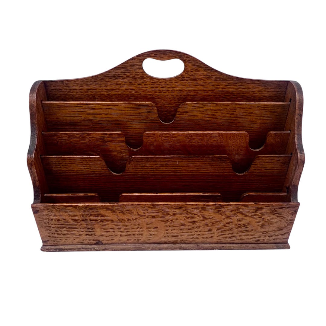Vintage Large 5 Compartment Oak Letter Rack Desk Tidy Office Decor ...