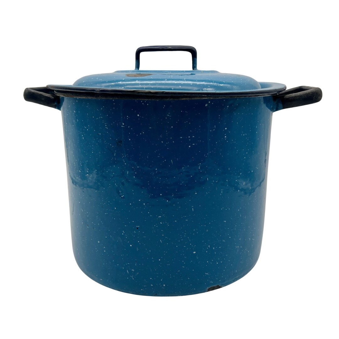 Vintage Speckled Blue Enamel Storage Tin - Kitchenalia - Etsy
