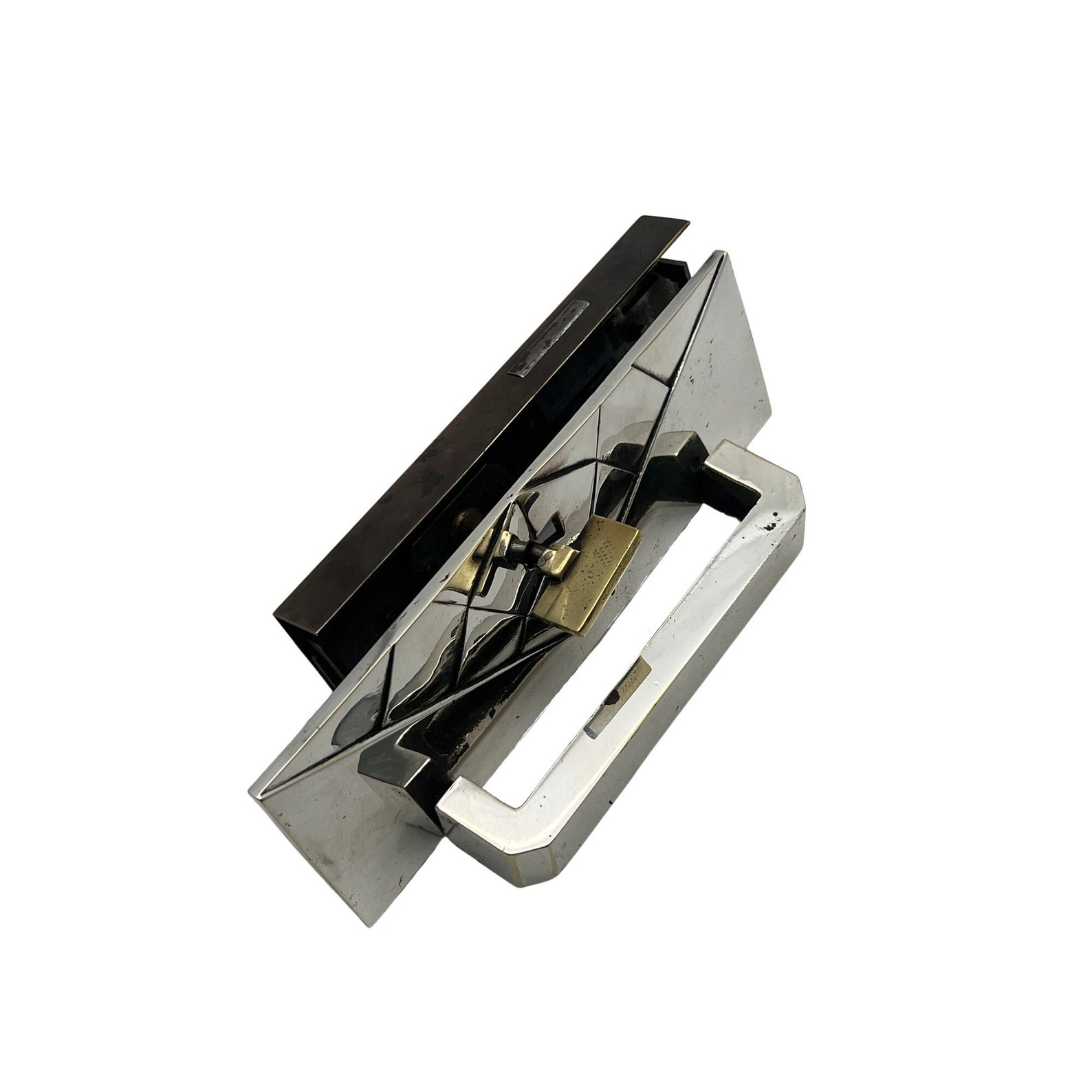 Antique Art Deco Chrome Lock and Handle With Key - Home Decor - Door ...