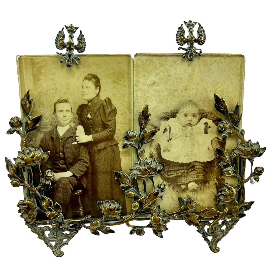 Antique Victorian Brass Double Photograph Frame - Picture Frame ...