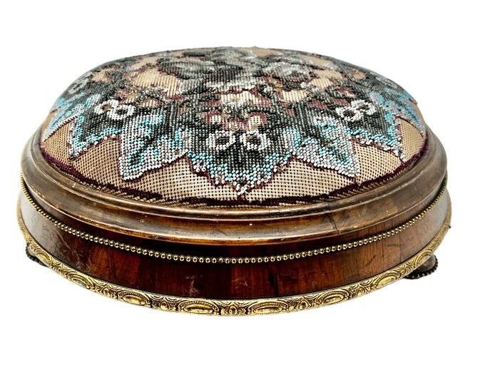 Antique Large Heavy Victorian Beadwork Footstool - Home Decor - Etsy