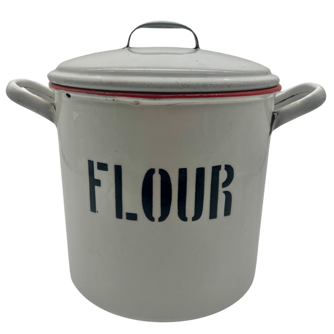 Vintage Enamel Flour Tin - Storage - Kitchenalia - Etsy