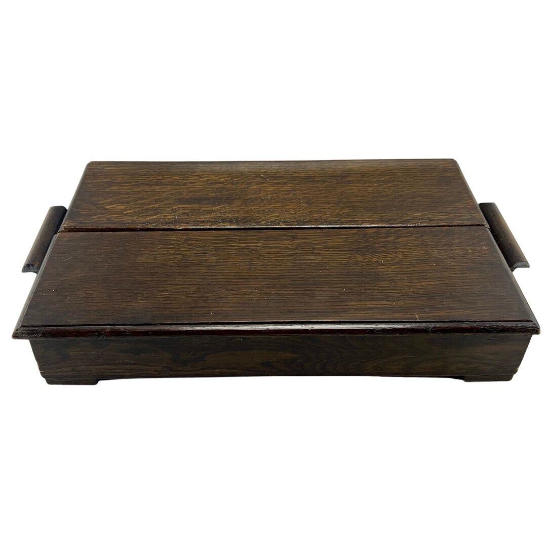 Vintage Oak Double Lid Knife Box - Cutlery Box - Knife Caddy - 1940's ...