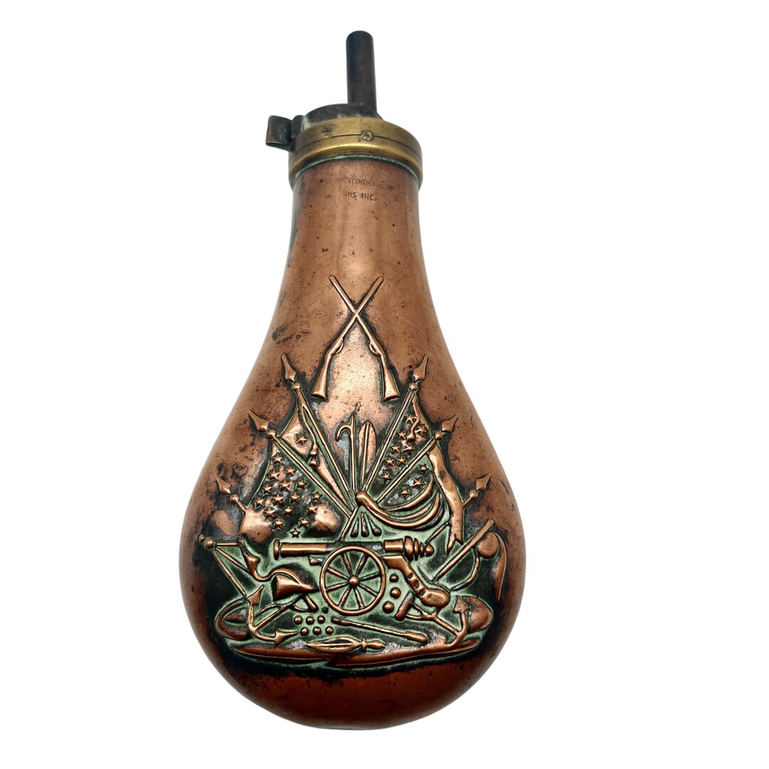 Antique 19th Century Italian Copper & Brass Powder Flask ...