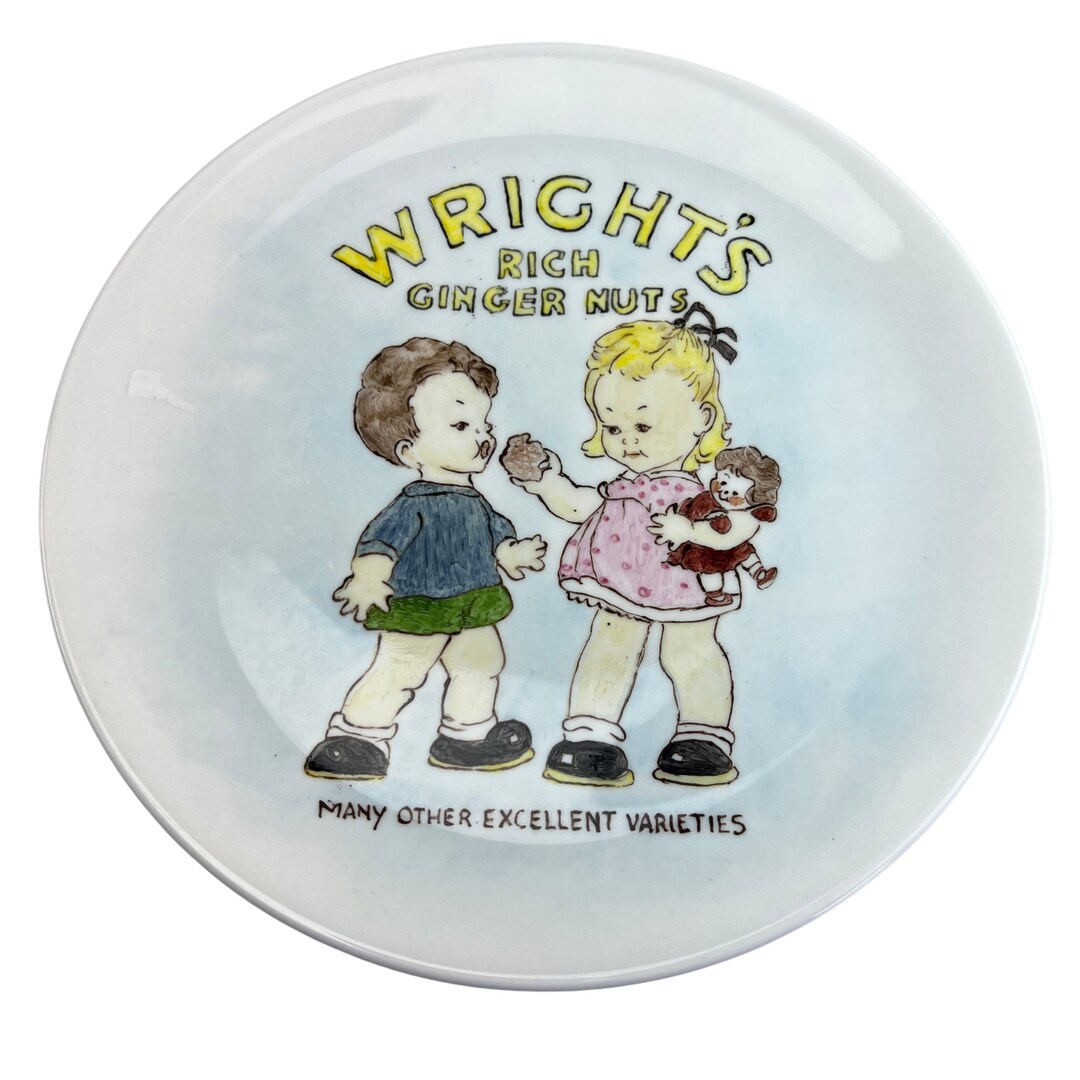 Vintage Wright's Rich Ginger Nuts Biscuit Plate - Mable Lucie Atwell ...