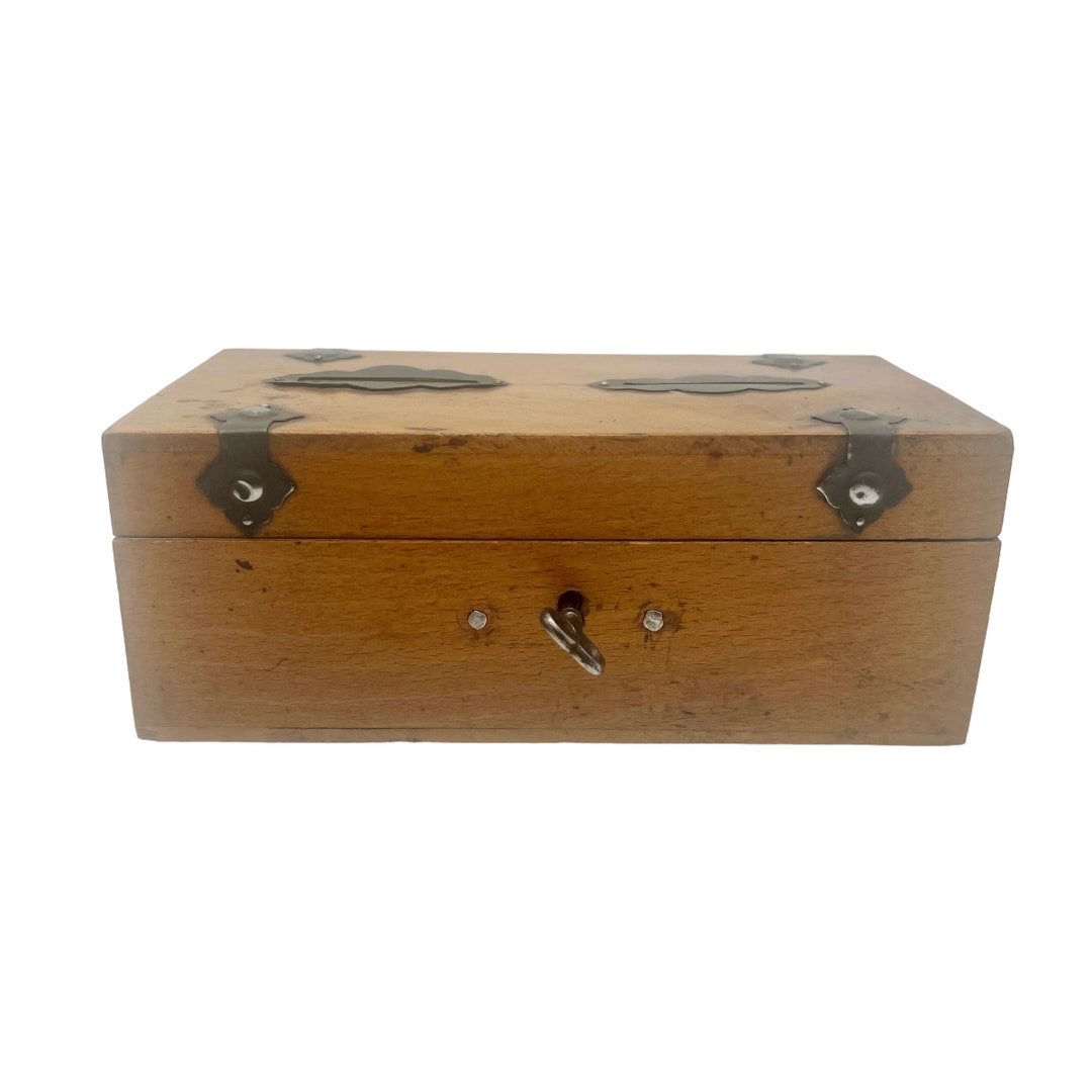 Antique Money Box With Original Key - Treen - Home Decor - Etsy