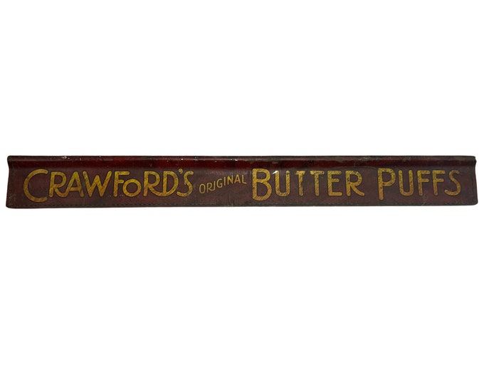 Antique Crawford's Original Butter Puffs Tin Shelf Sign - Advertising ...